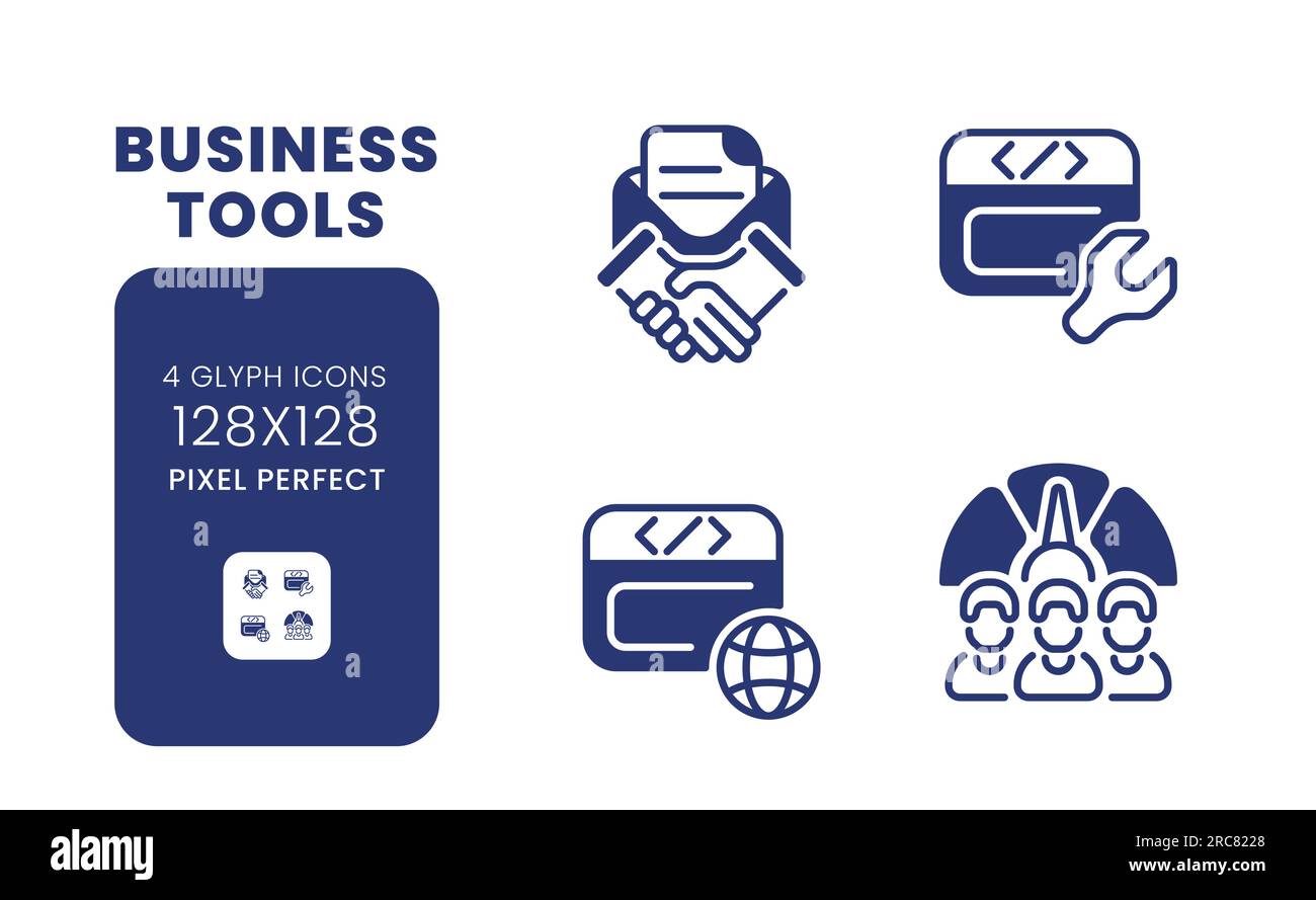 Business tools black solid desktop icons pack Stock Vector Image & Art ...