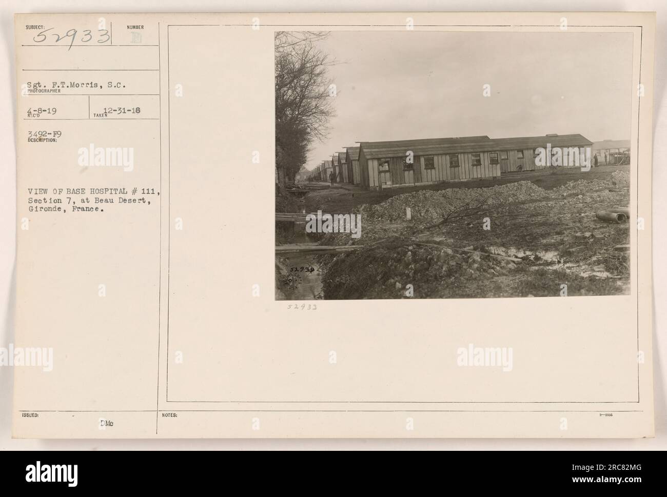 Image of Base Hospital #111, Section 7 in Beau Desert, Gironde, France ...