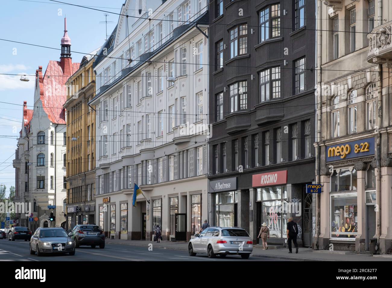 Art Nouveau architecture style in Brīvības iēla street in Riga city ...