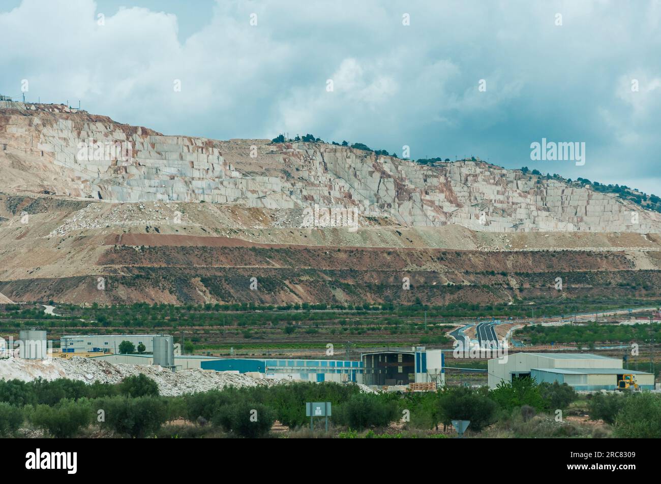 Landscape view of an open cast marble quarry showing heavy duty ...