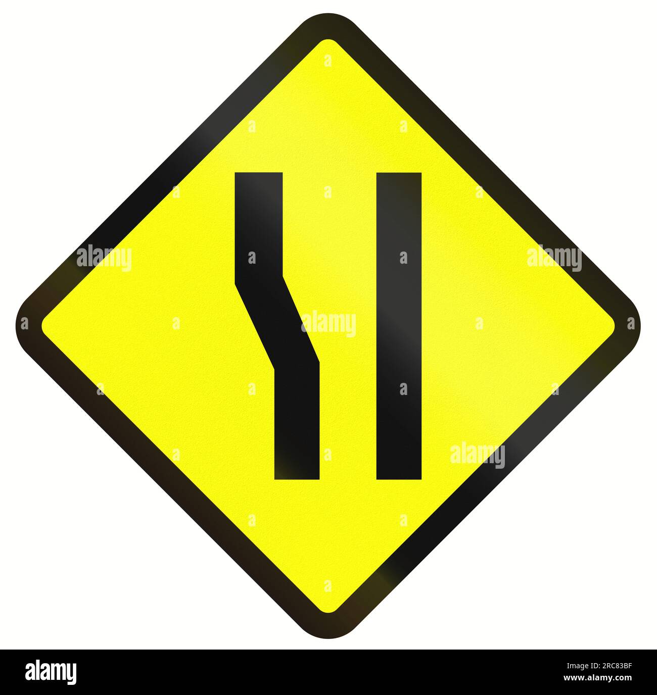 Indonesian road warning sign: Road widens on the left Stock Photo - Alamy