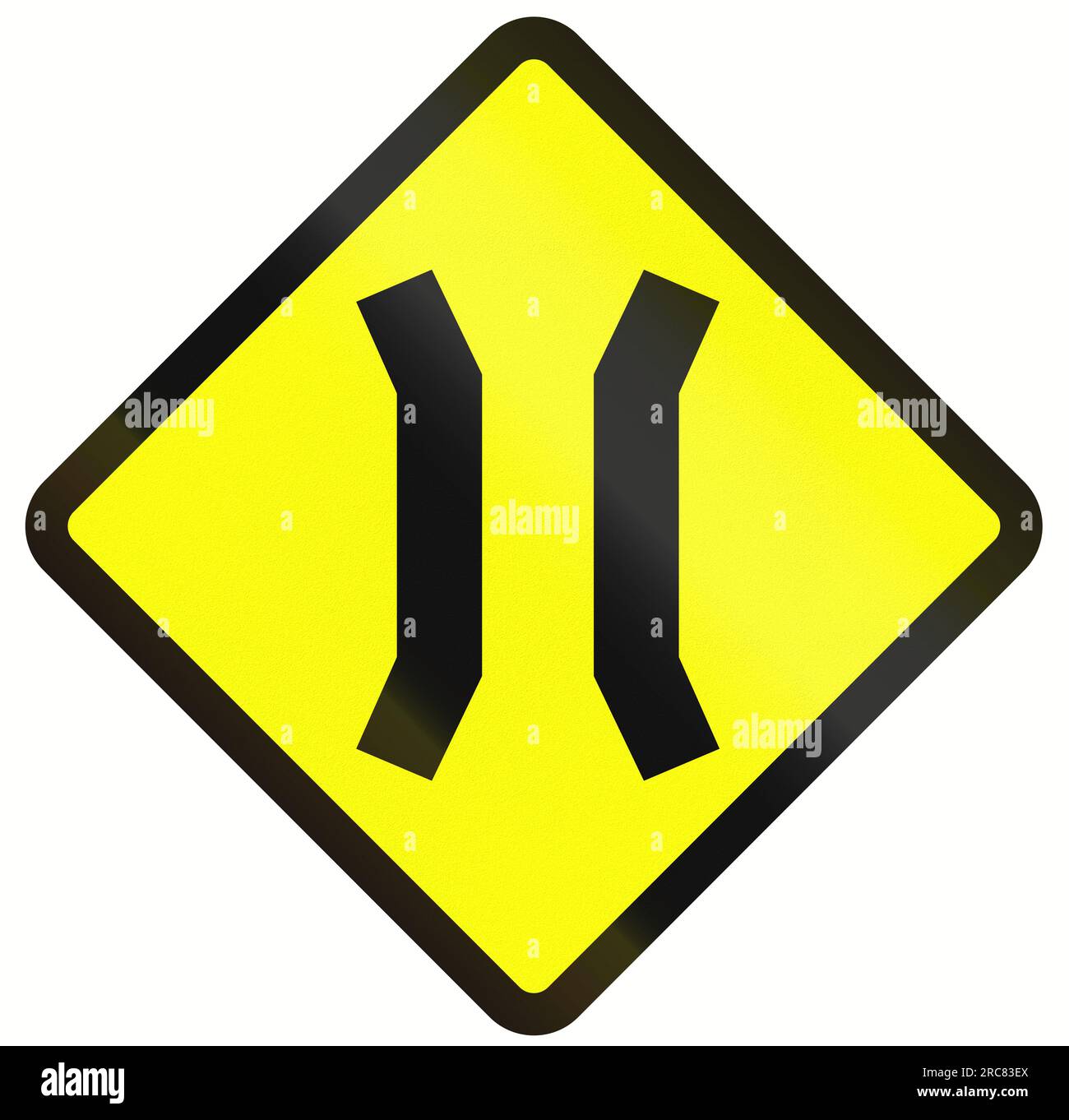 Indonesian road warning sign: Narrow bridge symbol Stock Photo - Alamy