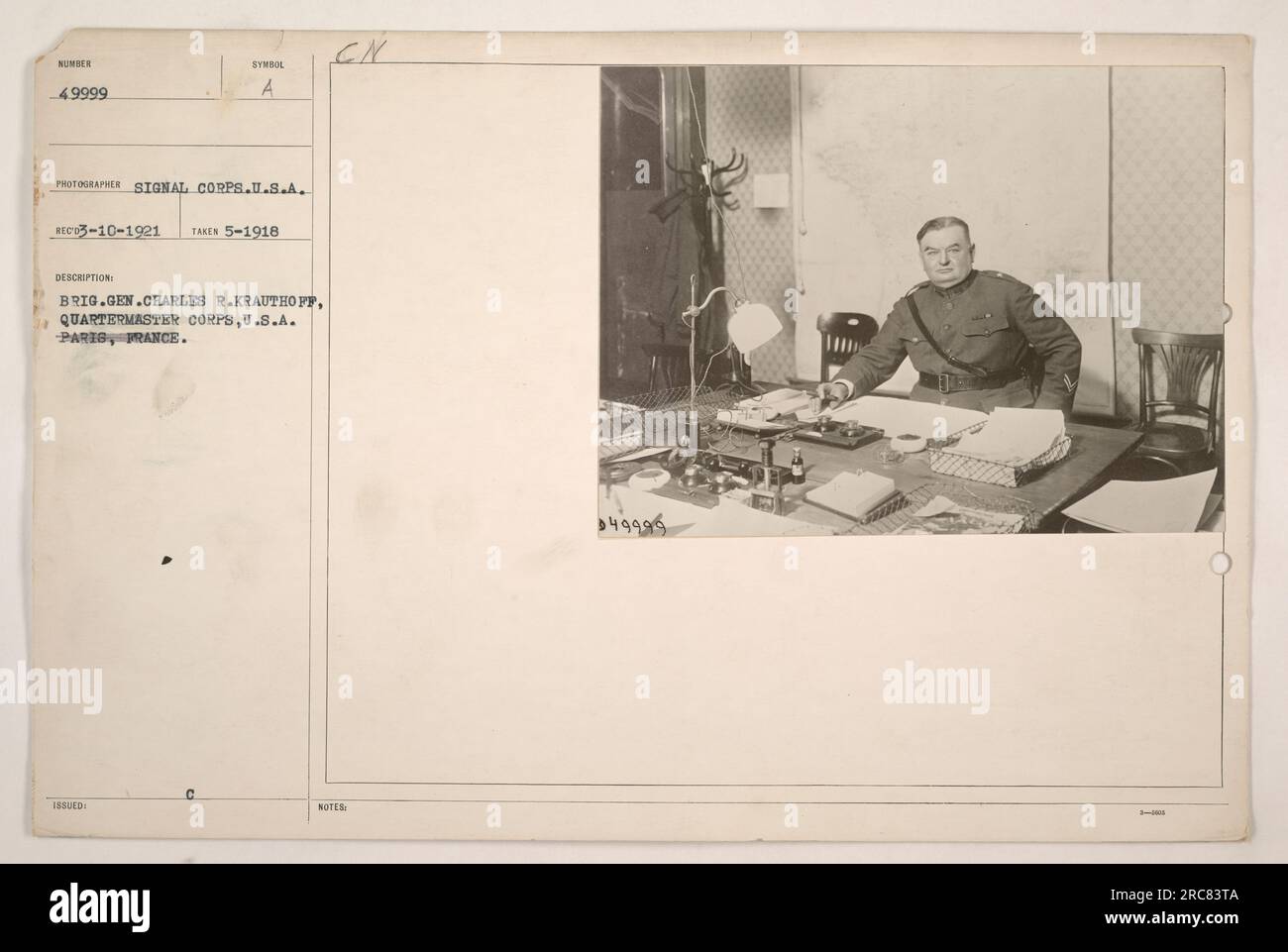 Brig. Gen. Charles R. Krauthoff of the Quartermaster Corps, U.S.A., in ...