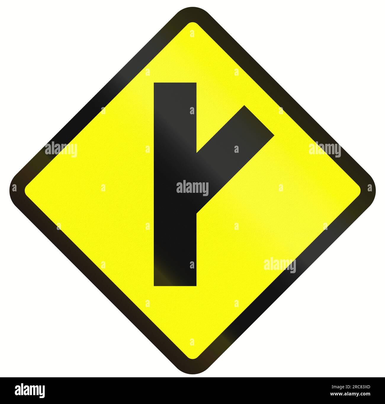 Indonesian road warning sign: 3 way intersection ahead Stock Photo - Alamy