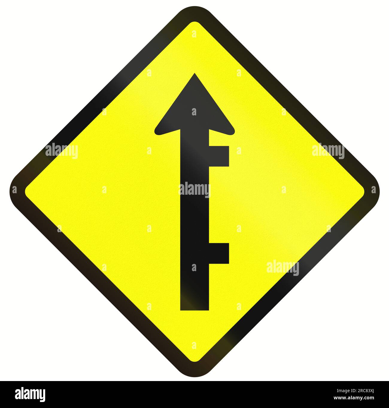 Indonesian road warning sign: Offset roads intersection ahead Stock ...