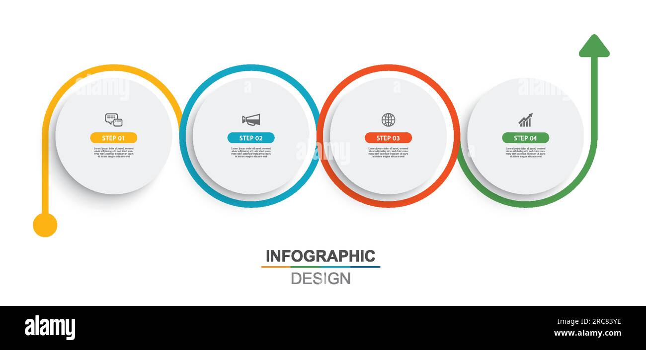 Infographics circle timeline with 4 number data template. Vector illustration abstract ...