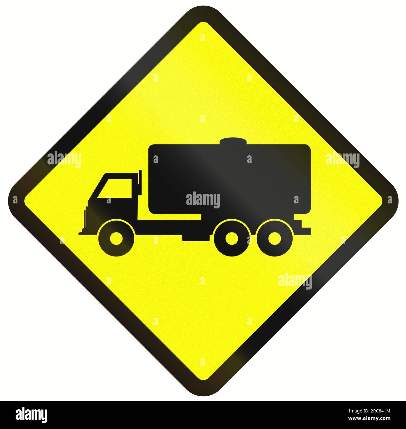 Indonesian warning road sign - tank truck Stock Photo - Alamy