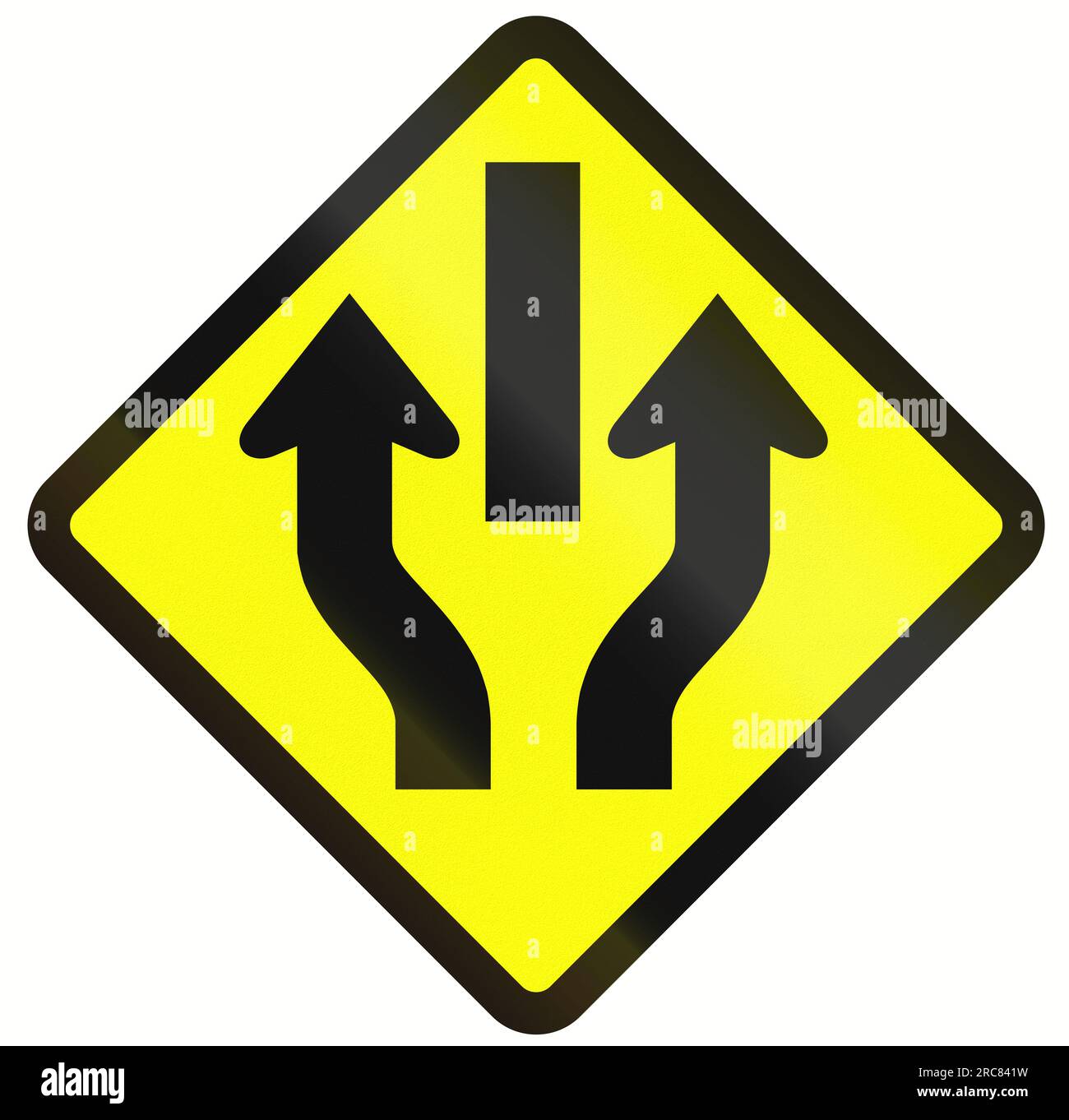 Indonesian road warning sign: Central Reserve With One Way Traffic ...