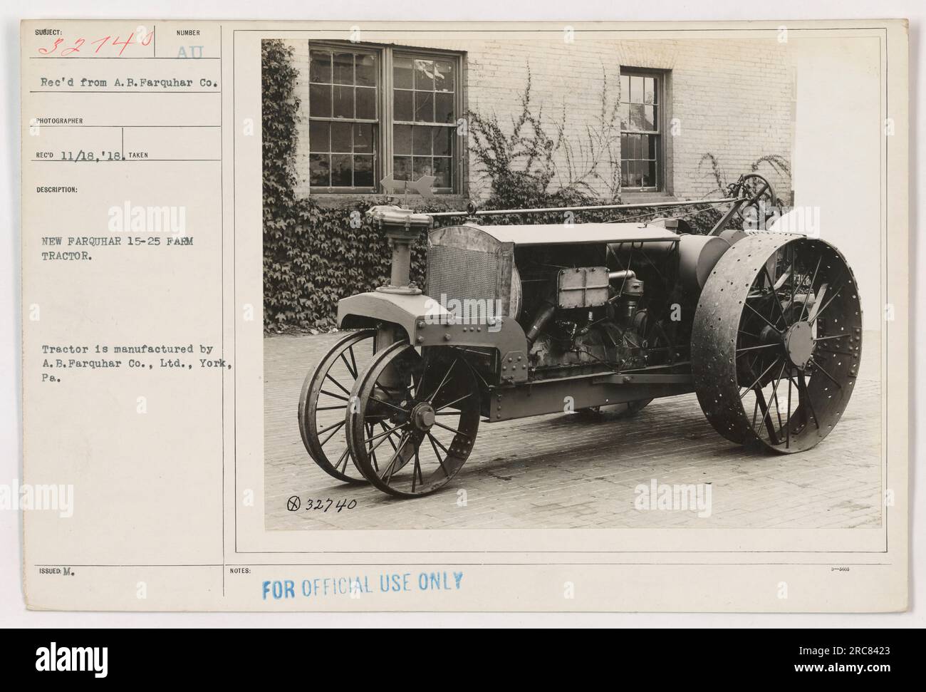 Image depicts soldiers unloading and inspecting a new Farquhar 15-25 ...