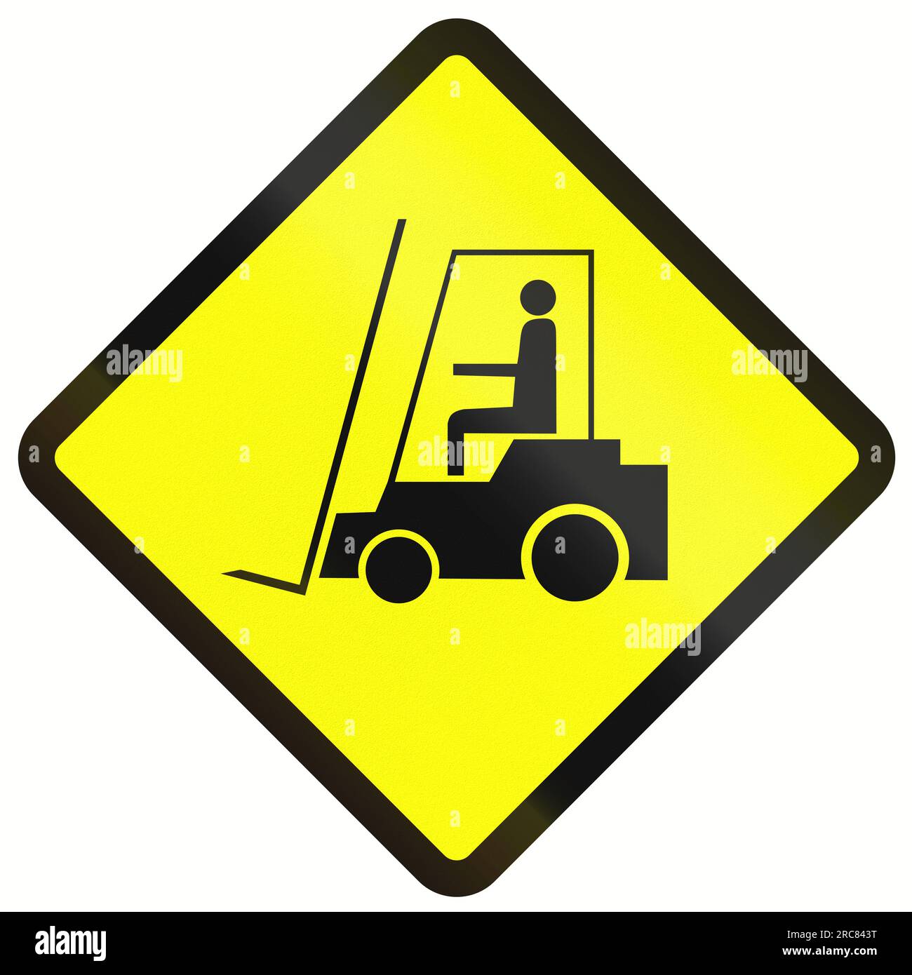 Indonesian warning road sign - forklift trucks on the road Stock Photo ...