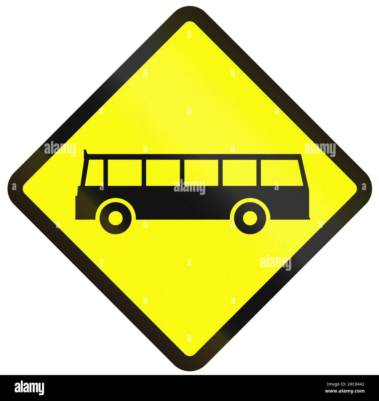 Indonesian warning road sign - buses on the road Stock Photo - Alamy