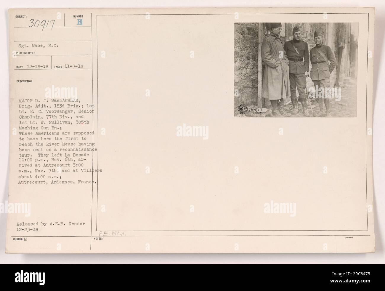 American military officers Sergeant Mace, Major D.J. MacLachlan, 1st ...