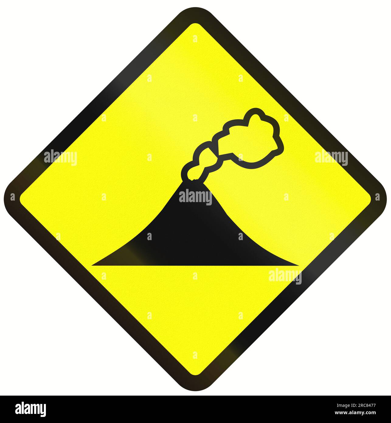 An Indonesian warning road sign - Volcano Stock Photo - Alamy