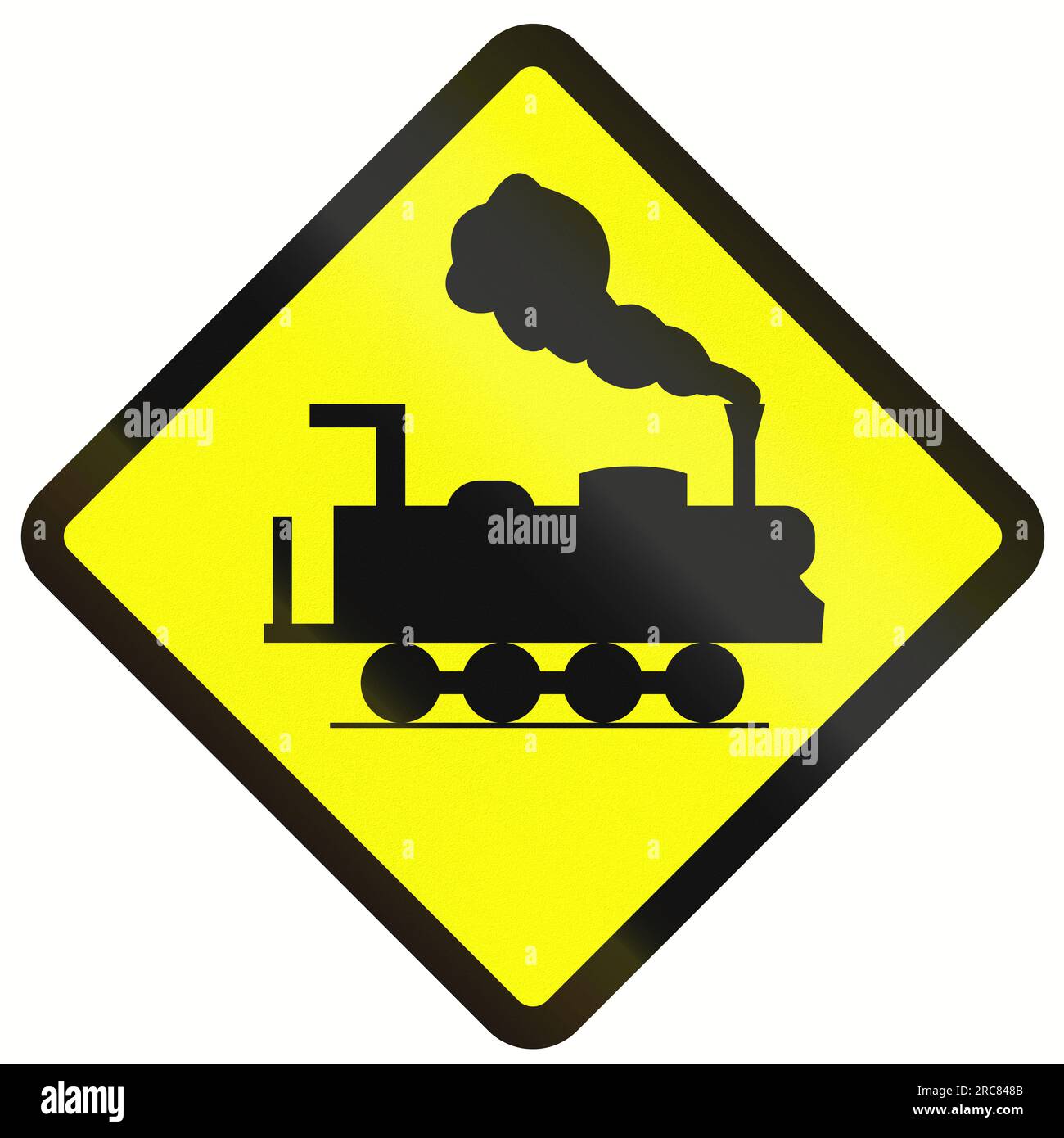 Indonesian warning road sign - Unguarded level crossing Stock Photo - Alamy