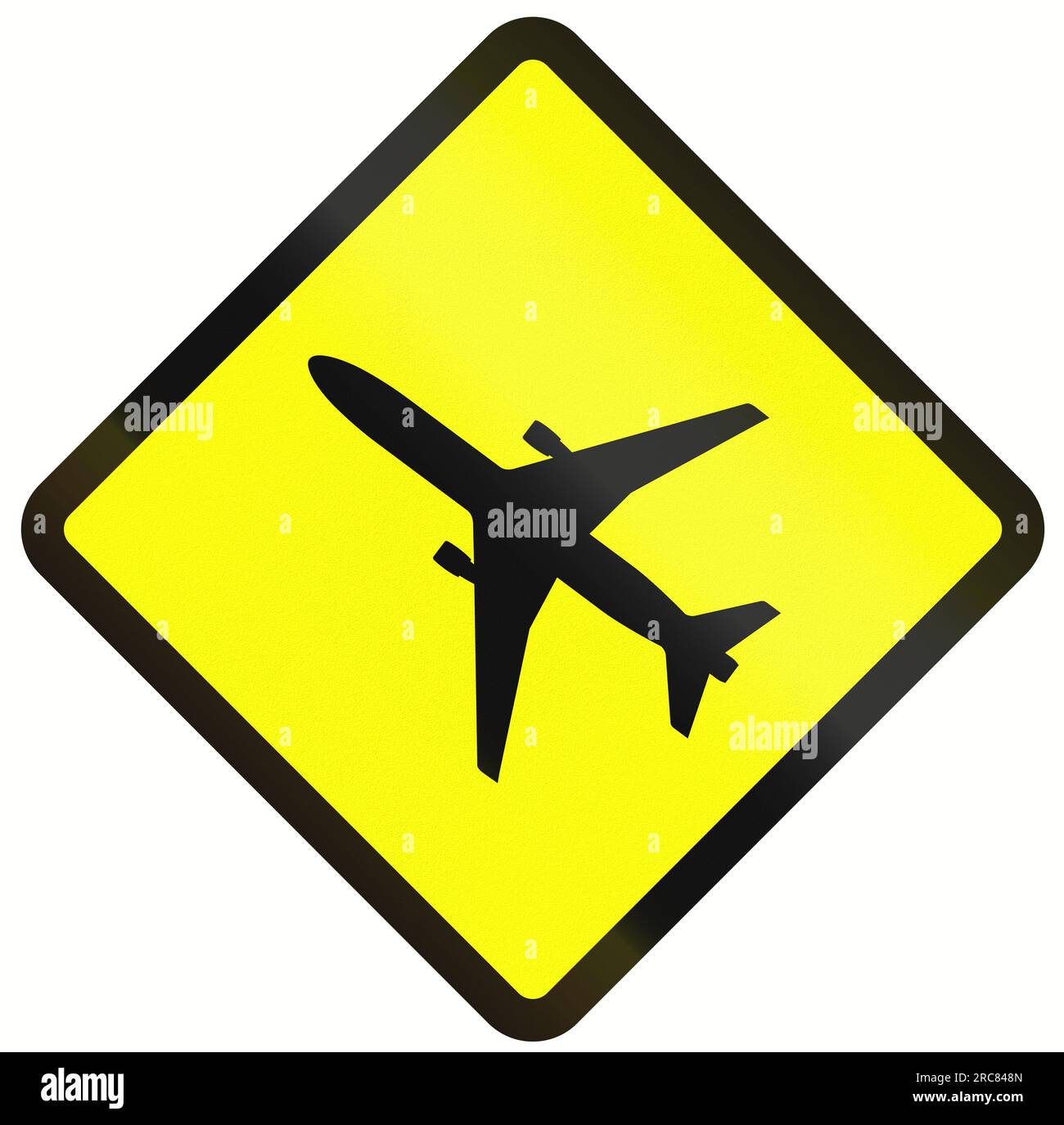 Warning road sign in Indonesia: Low flying airplanes Stock Photo - Alamy