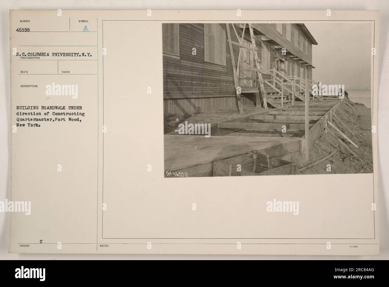 Soldiers constructing a boardwalk under the direction of the ...