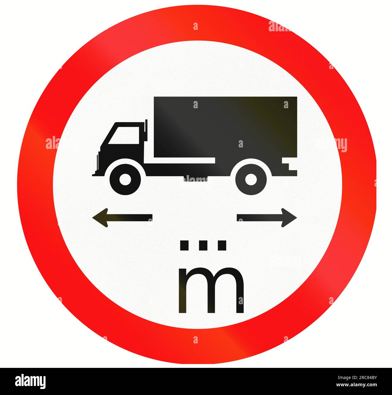 Indonesian traffic sign prohibiting thoroughfare of lorries with a ...