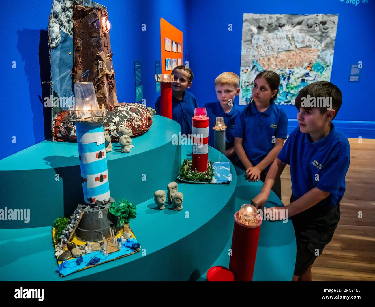 London, UK. 13th July, 2023. Lighthouses by Hungerford Primary School ...