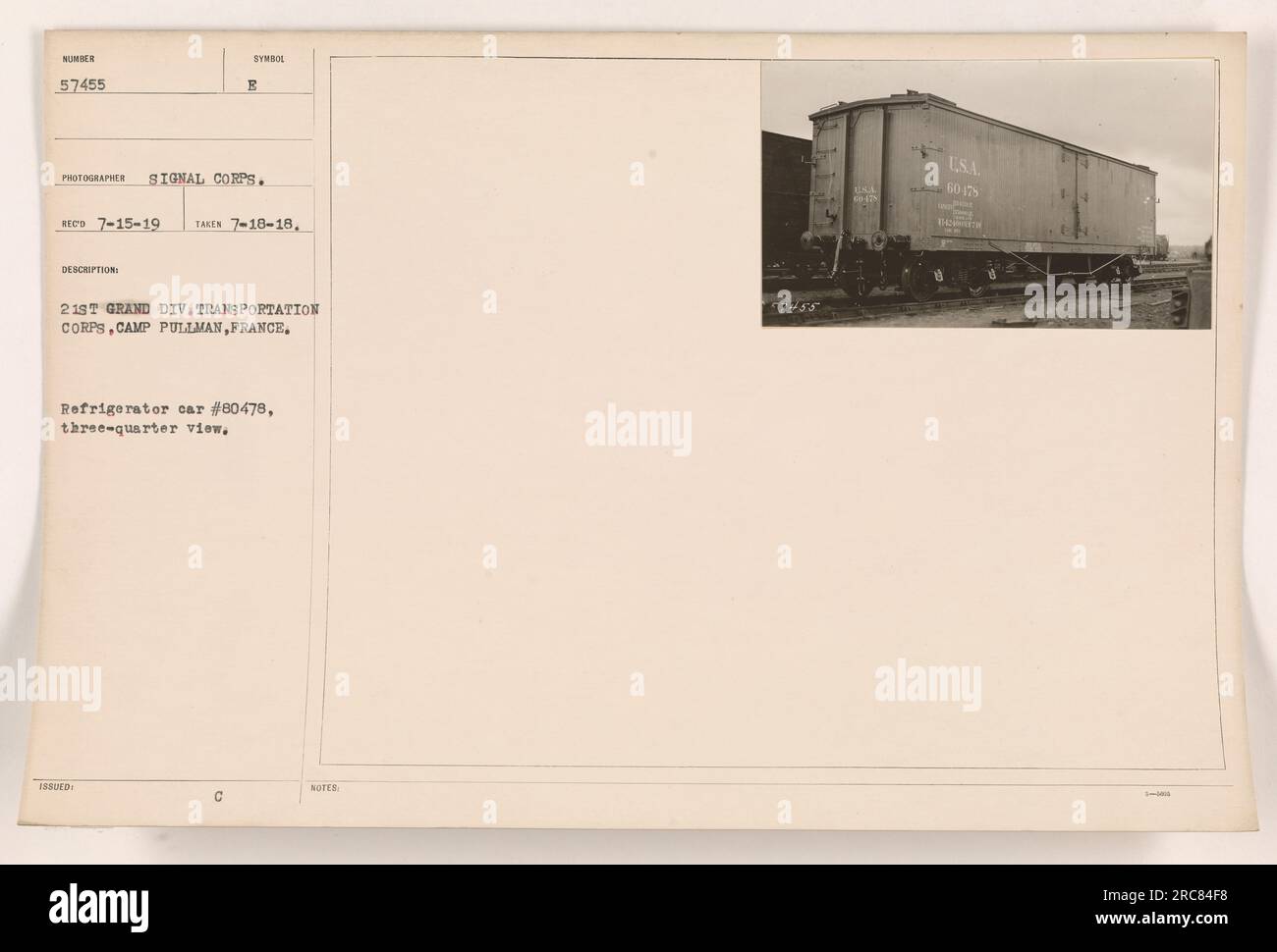 Image of a refrigerator car, number 80478, from the 21st Grand Division ...