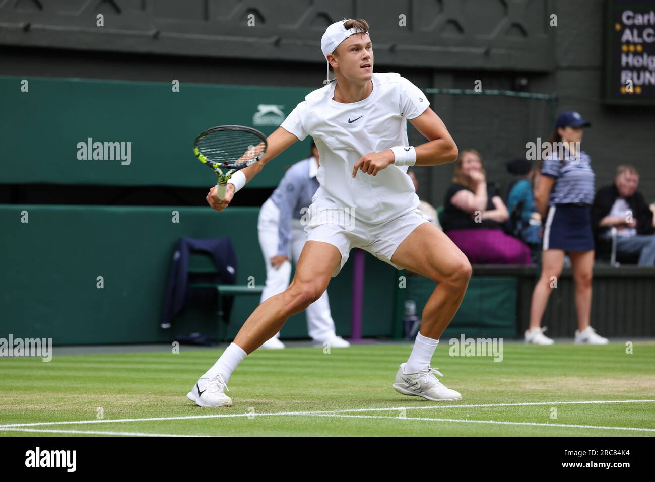 Wimbledon, United Kingdom. 12th July, 2023. Holger Rune during his ...
