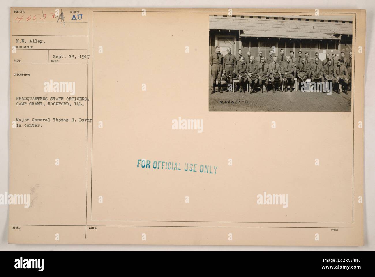 Headquarters staff officers, including Major General Thomas H. Barry ...