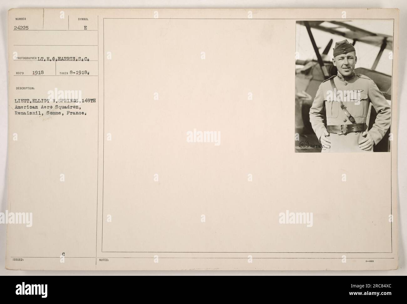 Lieutenant Elliot W. Springs (right) of the 148th American Aero ...