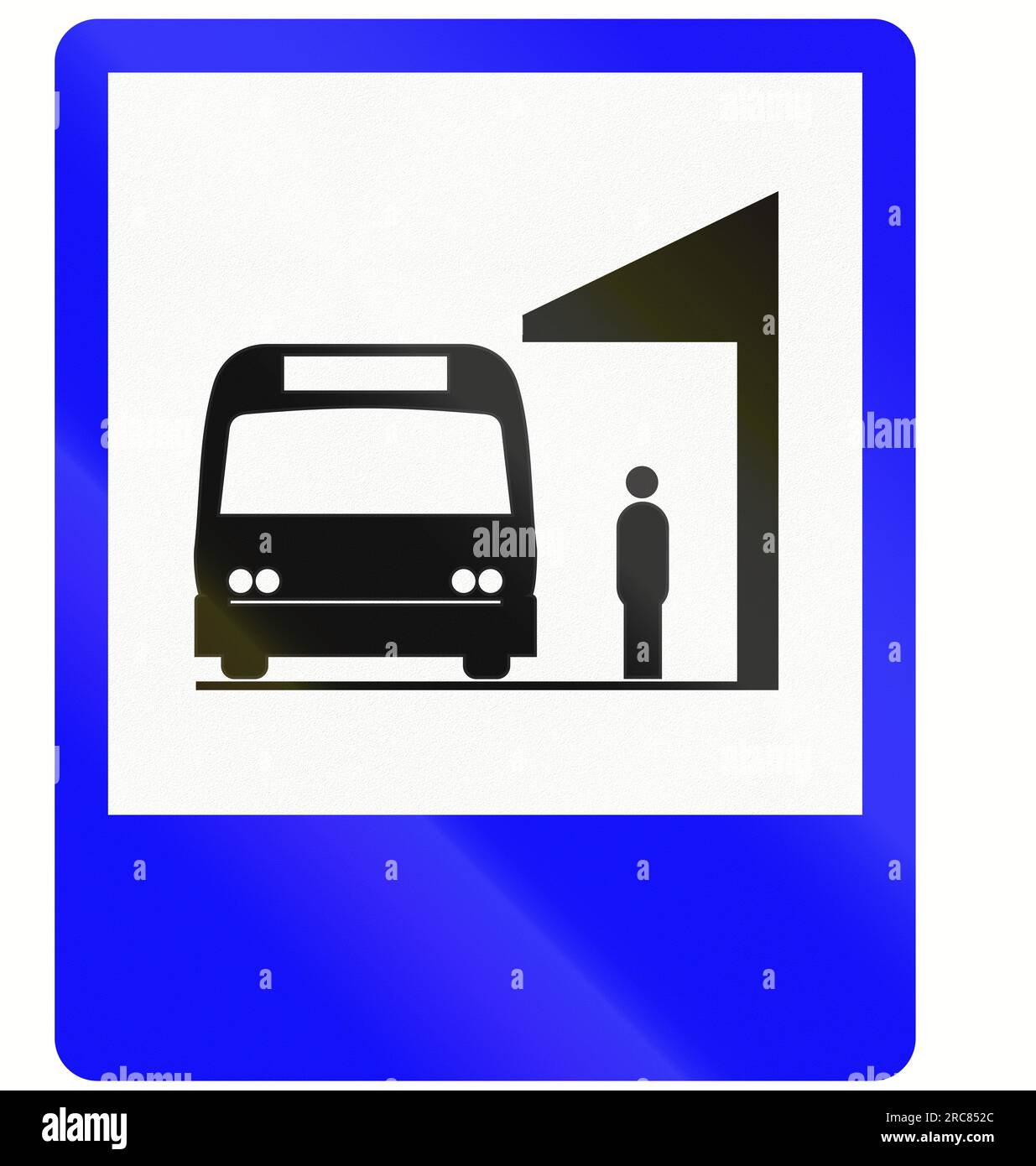 Informative road sign in Indonesia: Bus station Stock Photo - Alamy