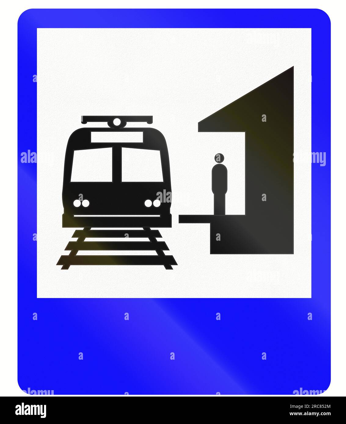 Informative road sign in Indonesia: Train station Stock Photo - Alamy