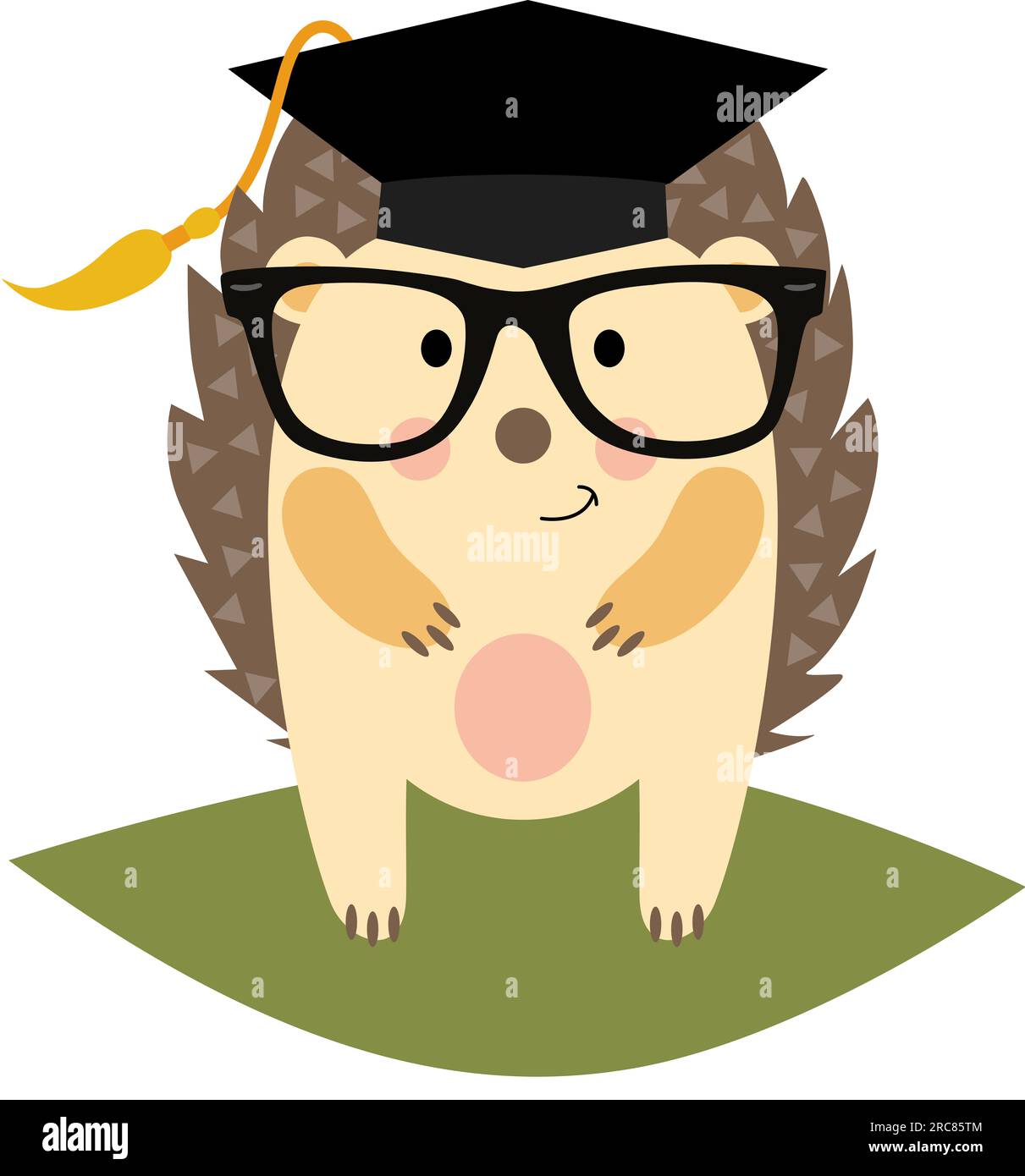 Cute hedgehog with graduation cap and glasses Stock Photo - Alamy