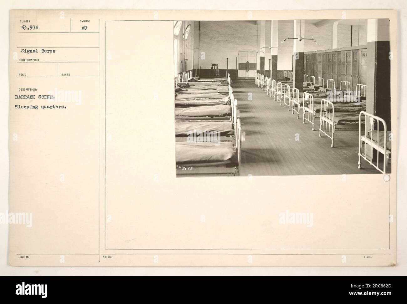 Barrack scene in a military camp during World War One. The photograph ...