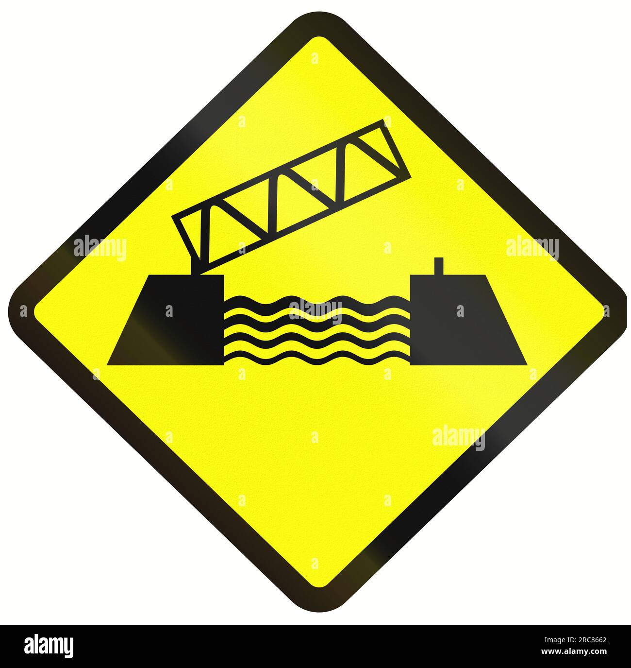 Warning road sign in Indonesia: Movable bridge Stock Photo - Alamy