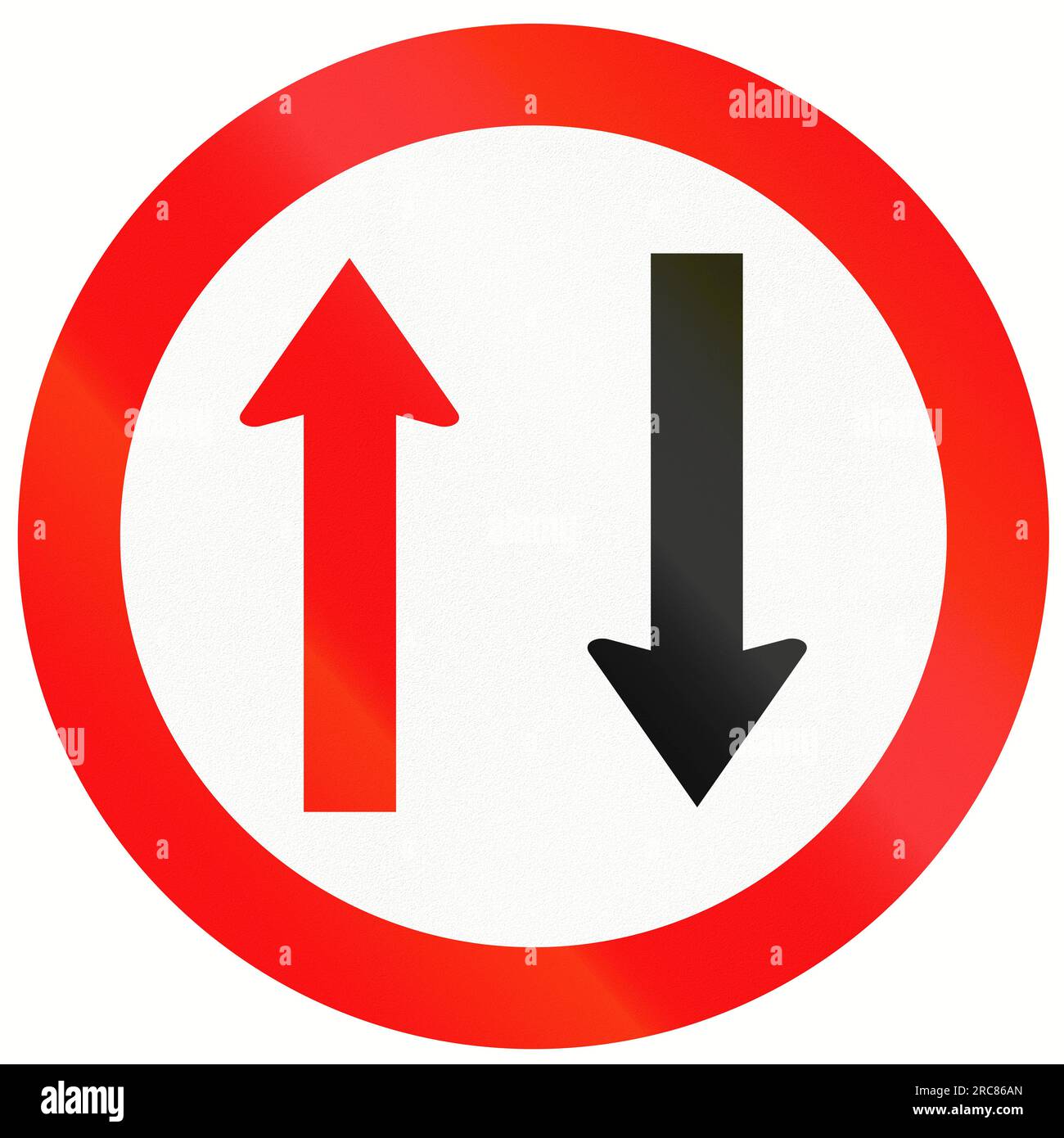 Indonesian traffic sign indicating that oncoming traffic has priority ...