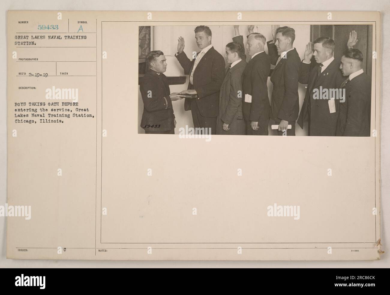 Group of young men at the Great Lakes Naval Training Station in Chicago ...