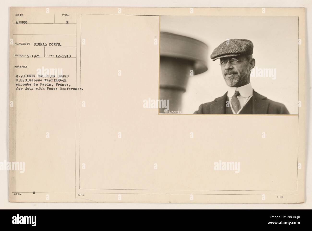 Mr. Sidney Mason on board U.S.S. George Washington, enroute to Paris ...