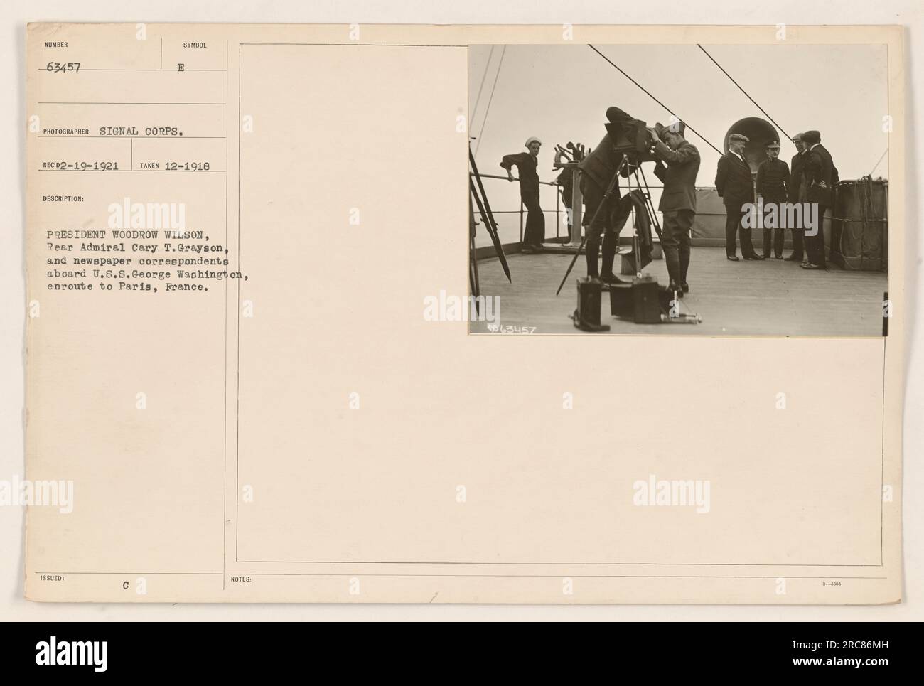 President Woodrow Wilson and Rear Admiral Cary T. Grayson are seen ...