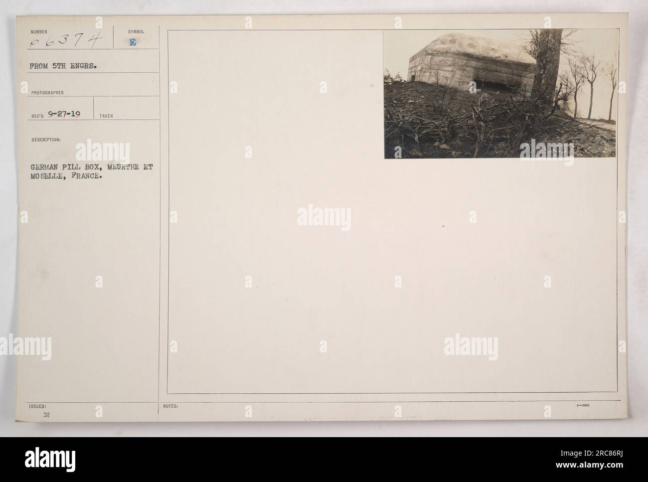 A German pill box captured by the 5th Engineers from Meurthe et Moselle ...