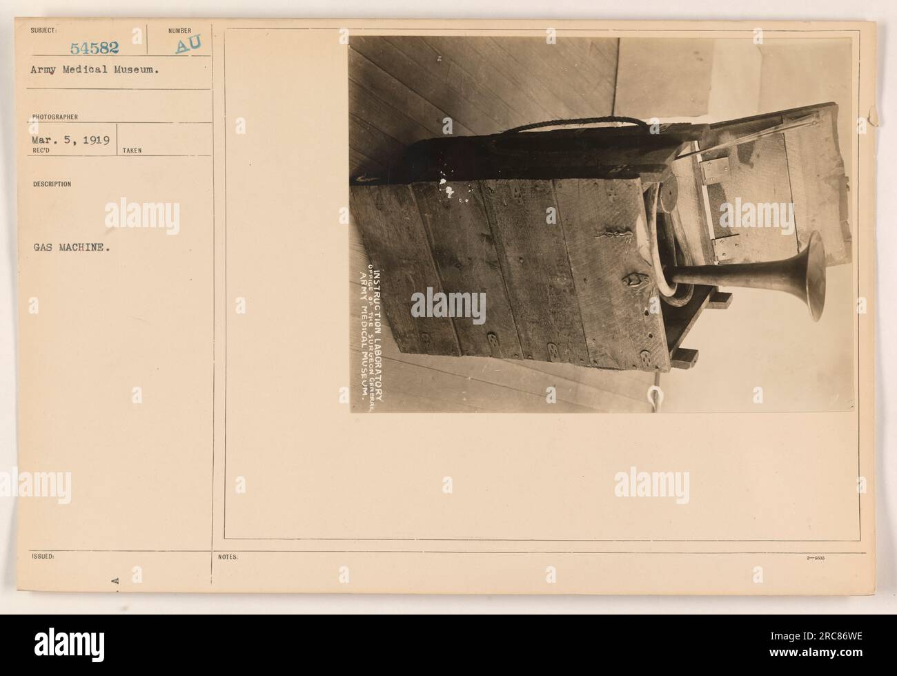 Gas machine on display at the Army Medical Museum. Photograph taken on ...