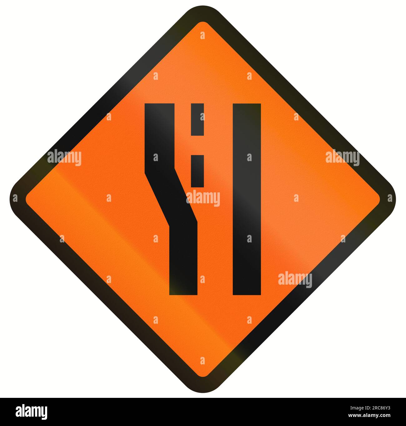 Indonesian temporary road warning sign: Left lane begins or road widens ...