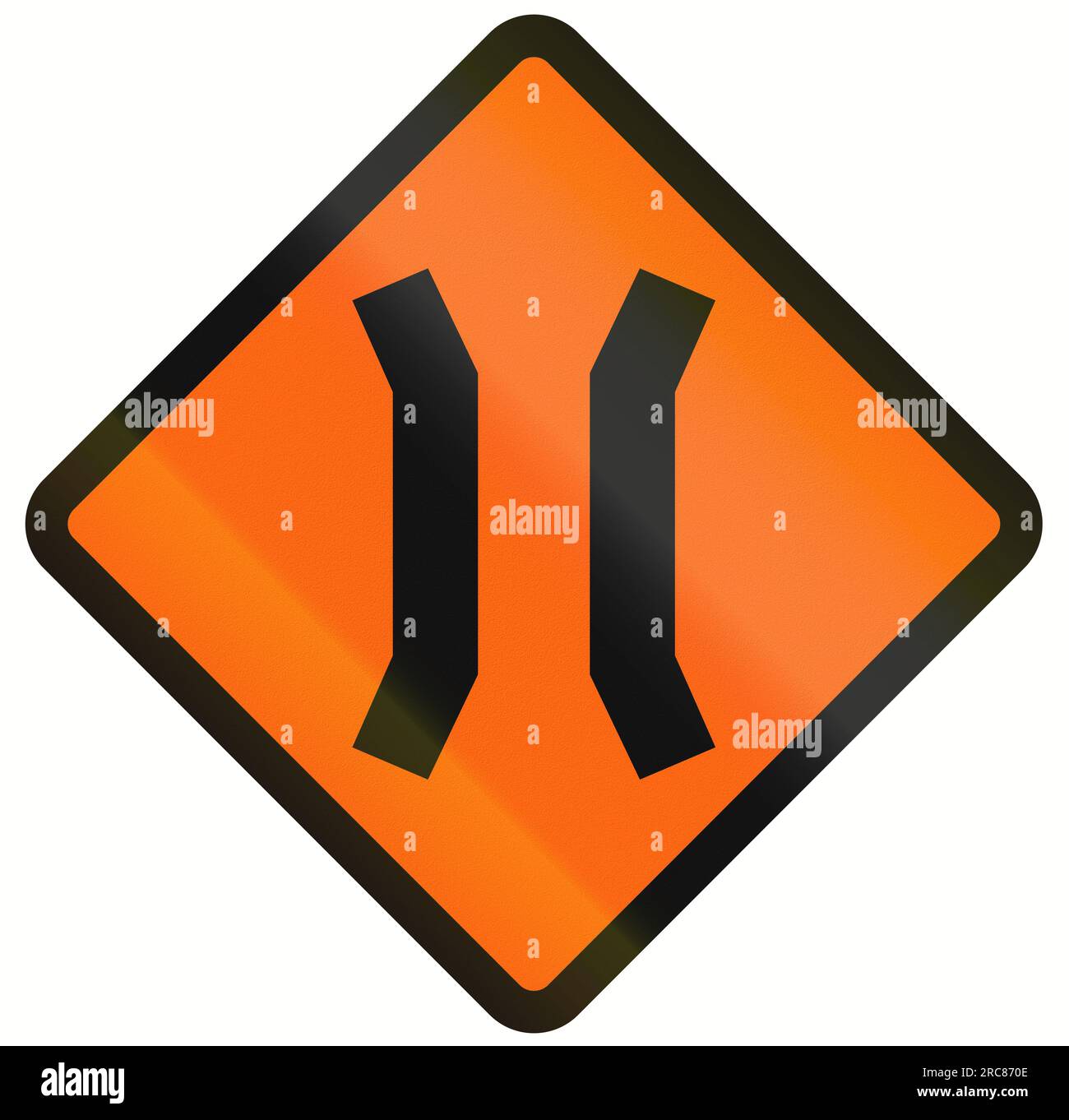 Indonesian temporary road warning sign: Narrow bridge symbol Stock ...