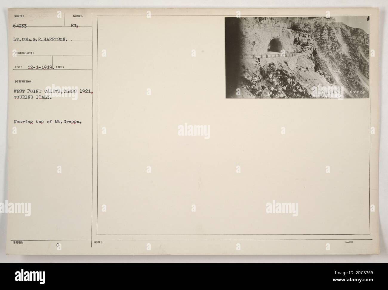 West Point Cadets from Class 1921 touring Italy, nearing the top of Mt ...