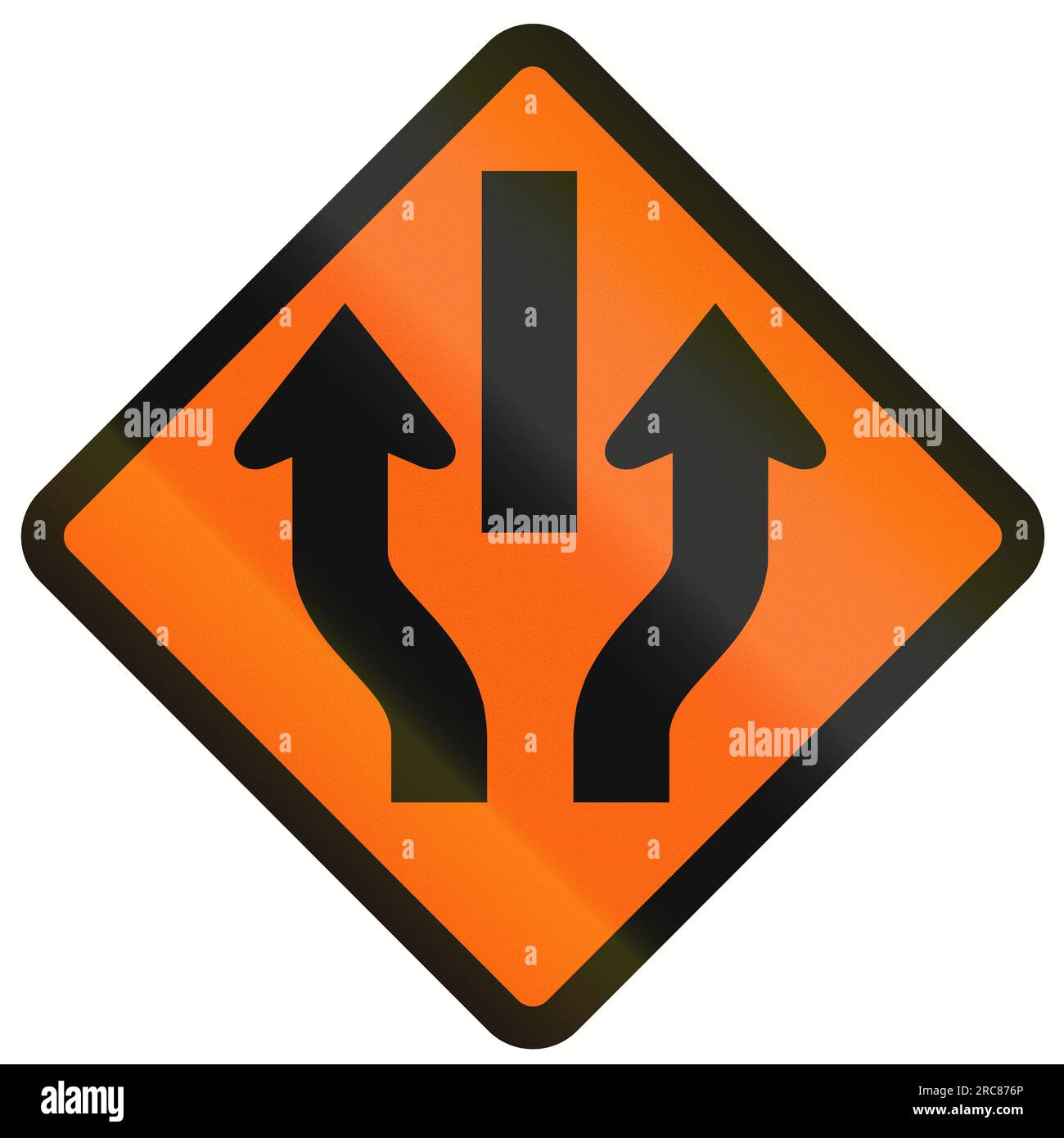 Indonesian temporary road warning sign: Central Reserve With One Way ...
