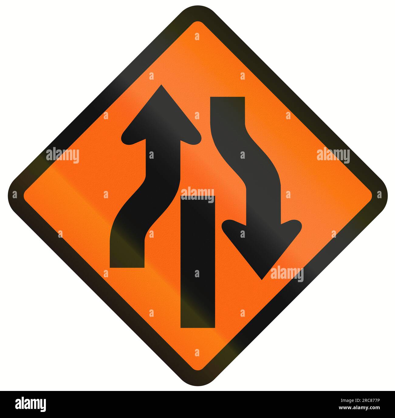 Indonesian temporary road warning sign: Central Reserve With Two Way ...