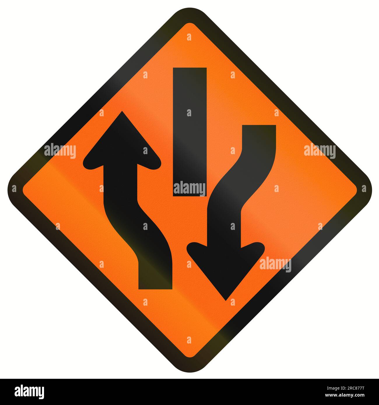 Indonesian temporary road warning sign: Central Reserve With Two Way ...