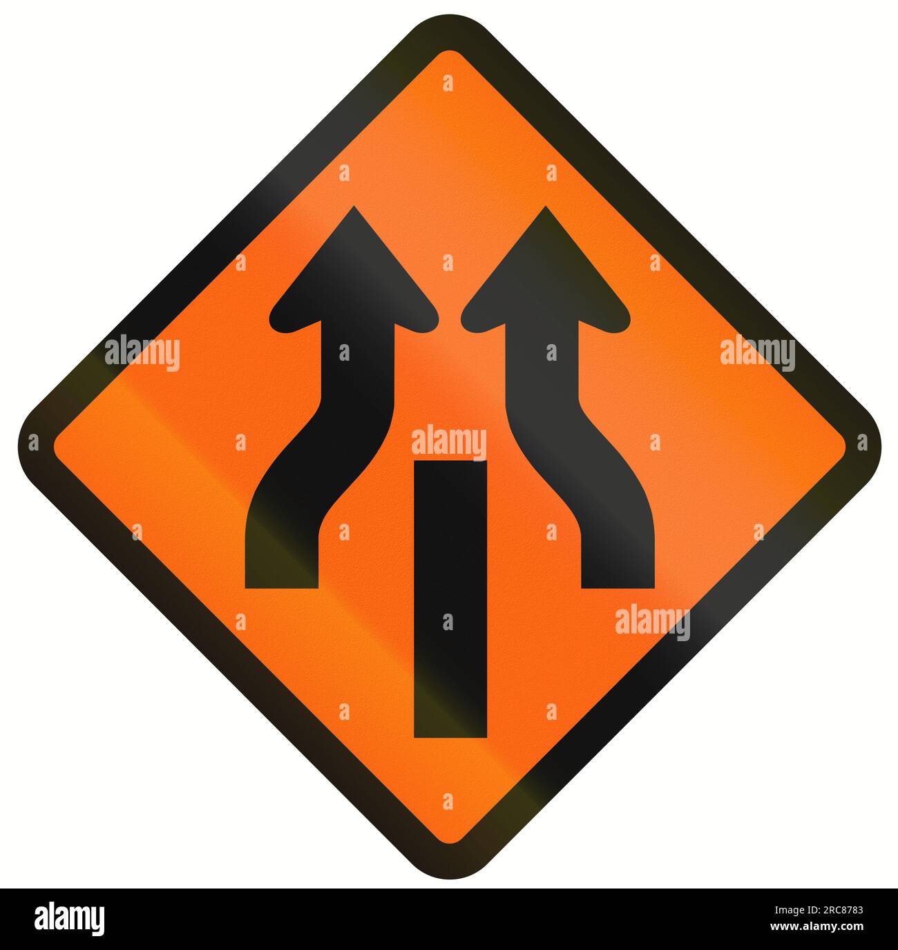 Indonesian temporary road warning sign: Central Reserve With One Way ...