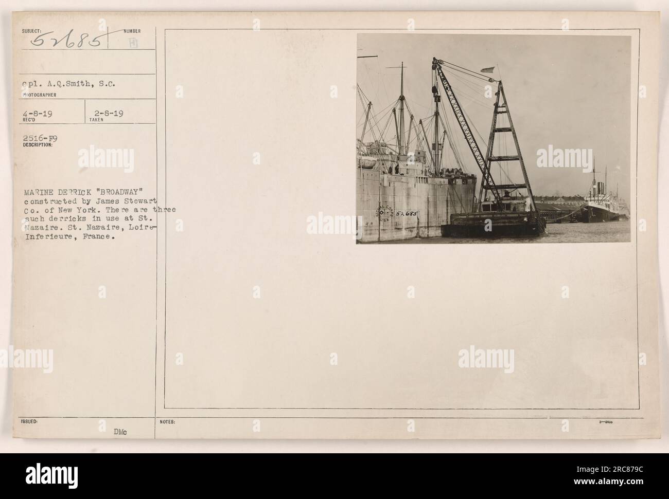 Marine Derrick "Broadway" constructed by James Stewart Co. of New York ...