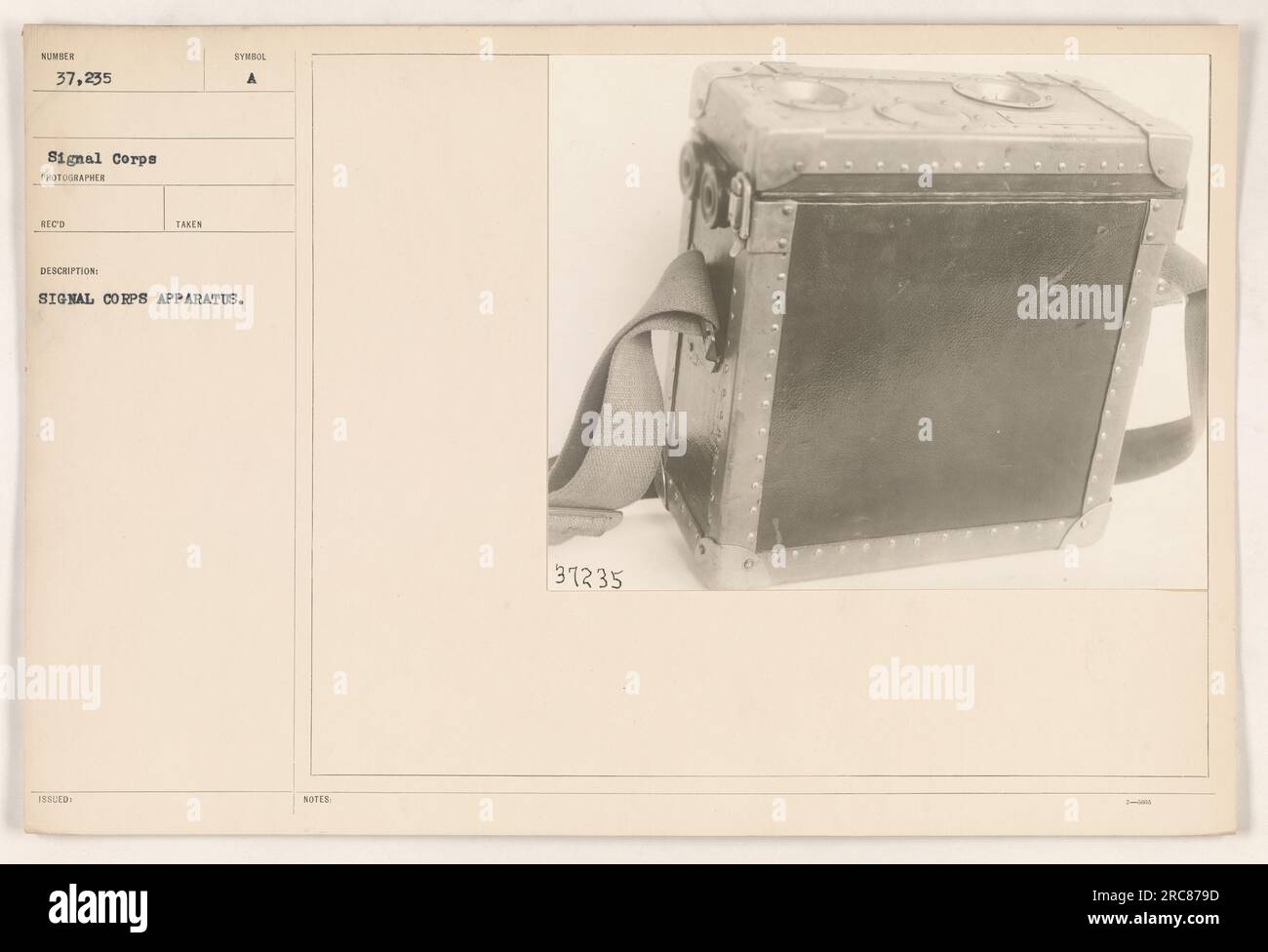 This photograph depicts a Signal Corps apparatus used during World War ...