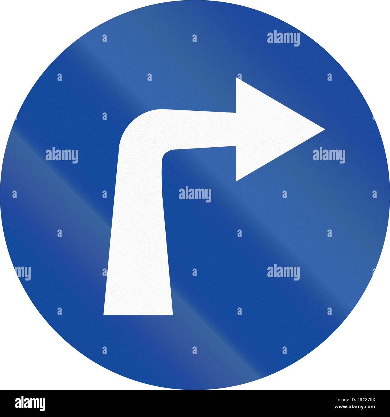 Greek traffic sign: Turn right ahead Stock Photo - Alamy