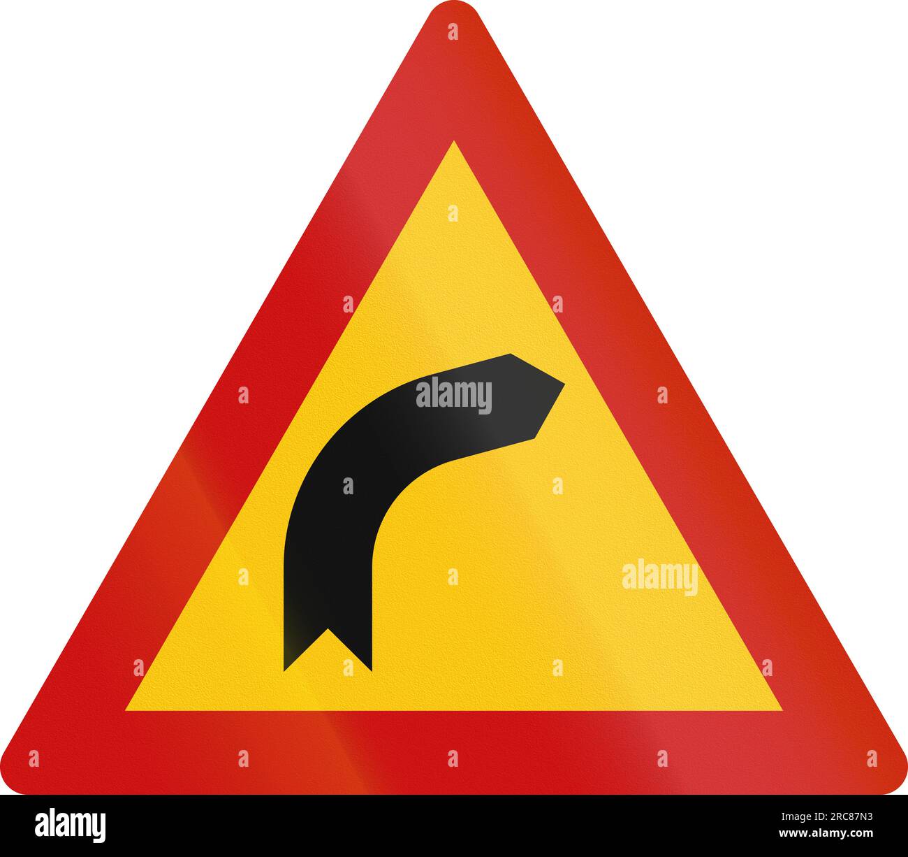 Greek sign warning about a right curve Stock Photo - Alamy