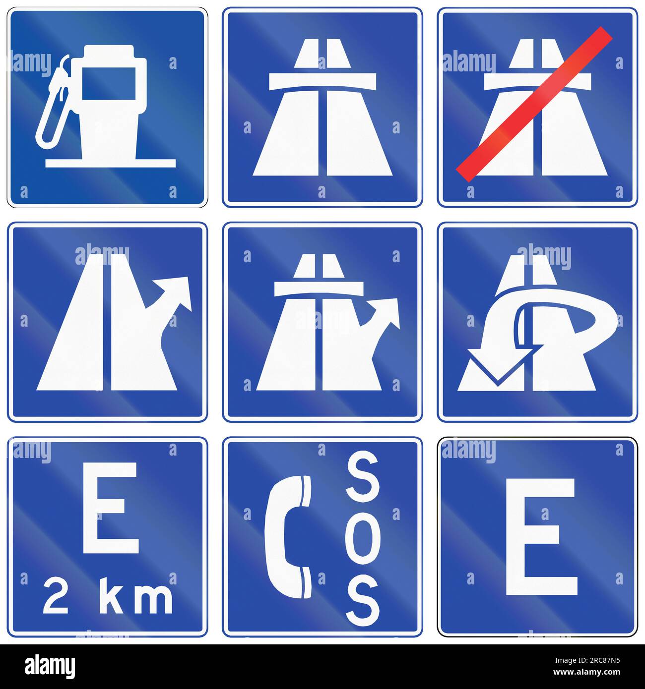 Collection of motorway information signs in Chile Stock Photo - Alamy