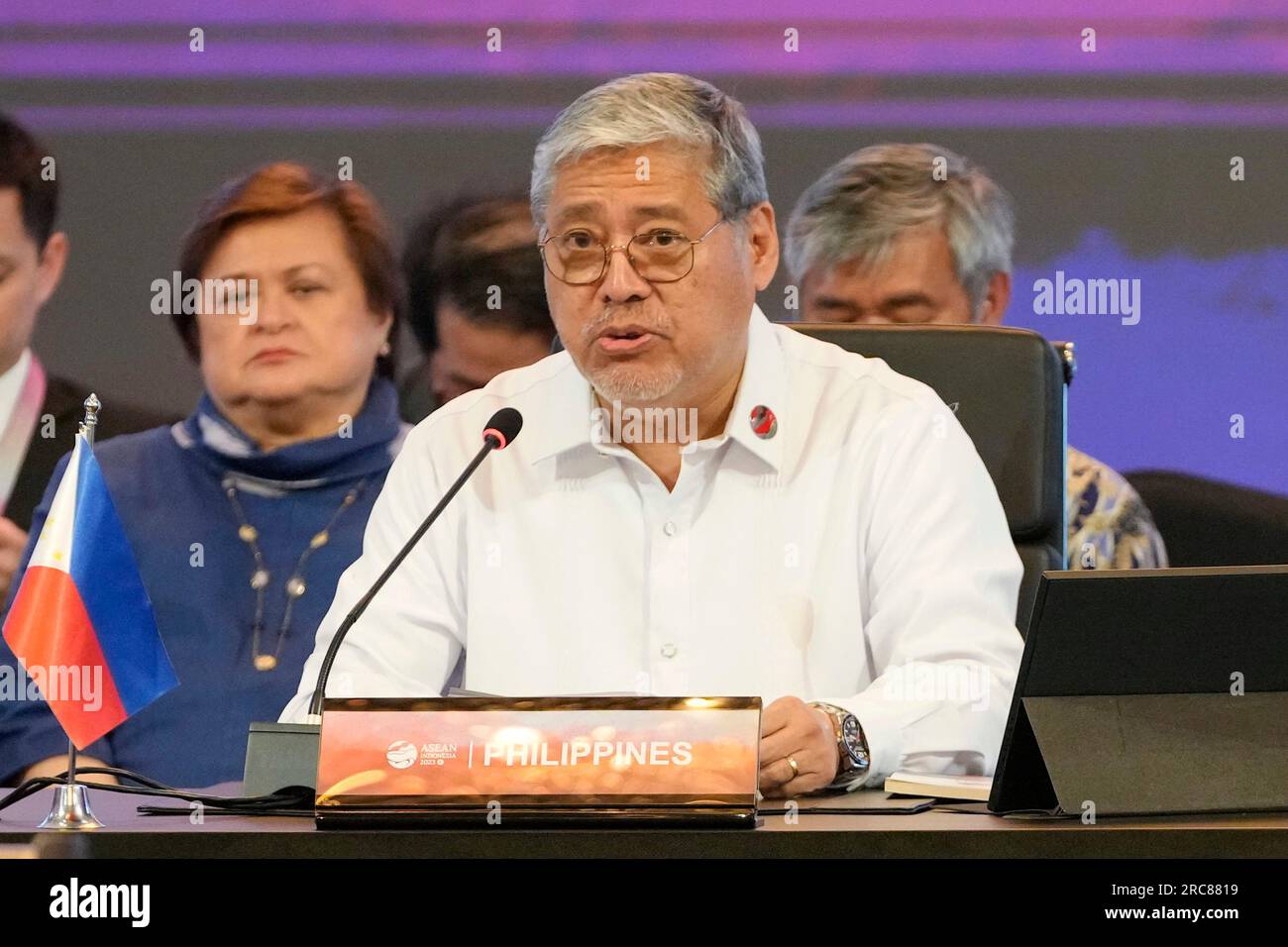 Philippine's Foreign Secretary Enrique Manalo speaks during ASEAN Post ...